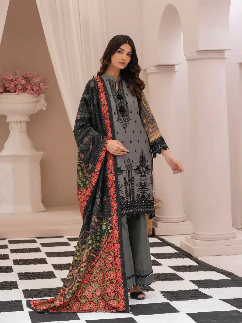 Selena by Zesh Textile SZT-01 Embroidered Khaddar