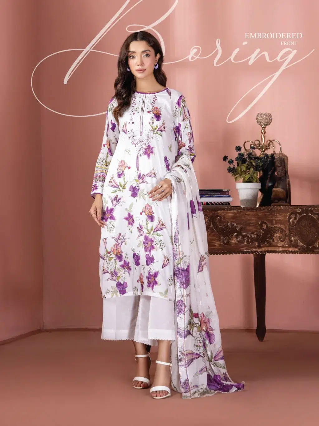 Banafsha by Gulljee Digital Printed Lawn Boring Embroidered