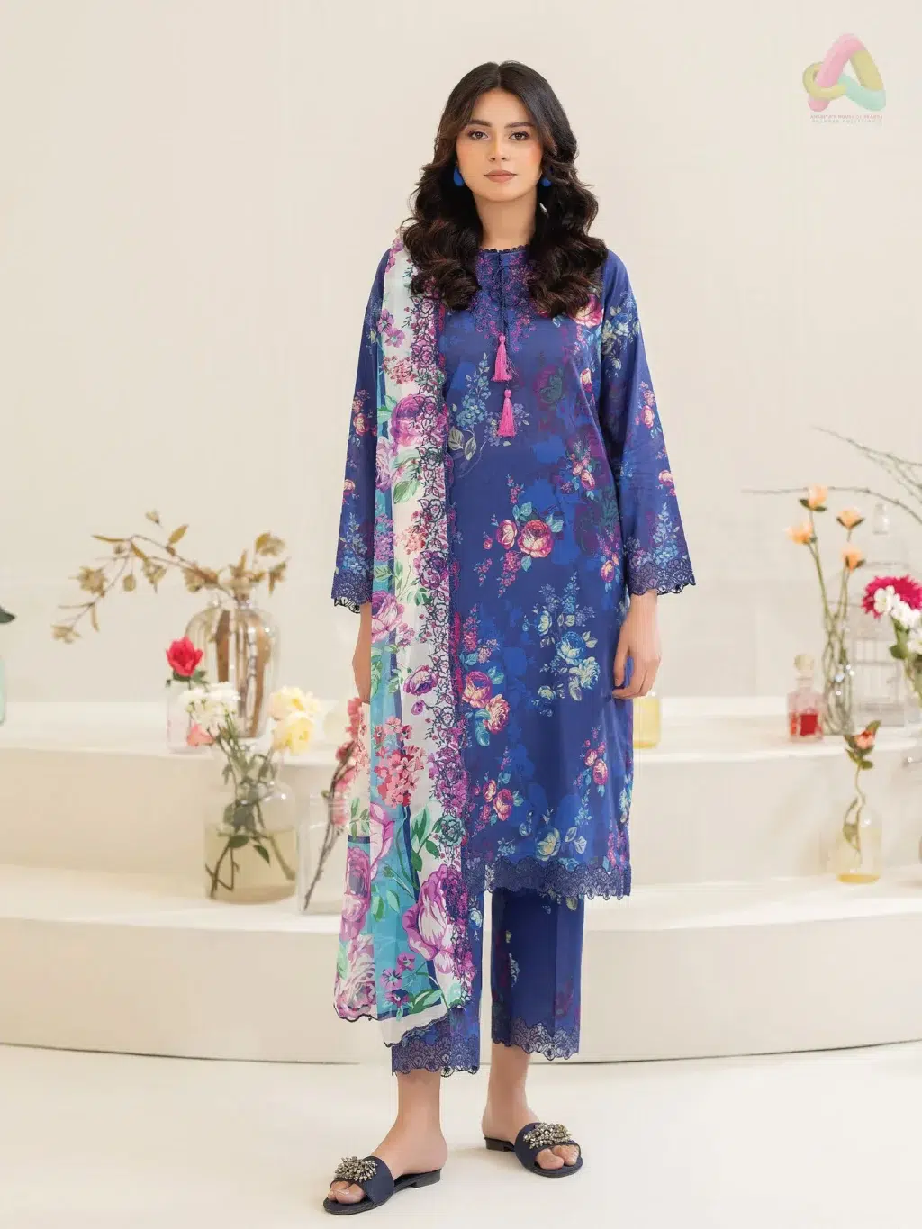 Ziva by Gulljee Vol 6 GU-01 - 3PC Unstitched Lawn Suit